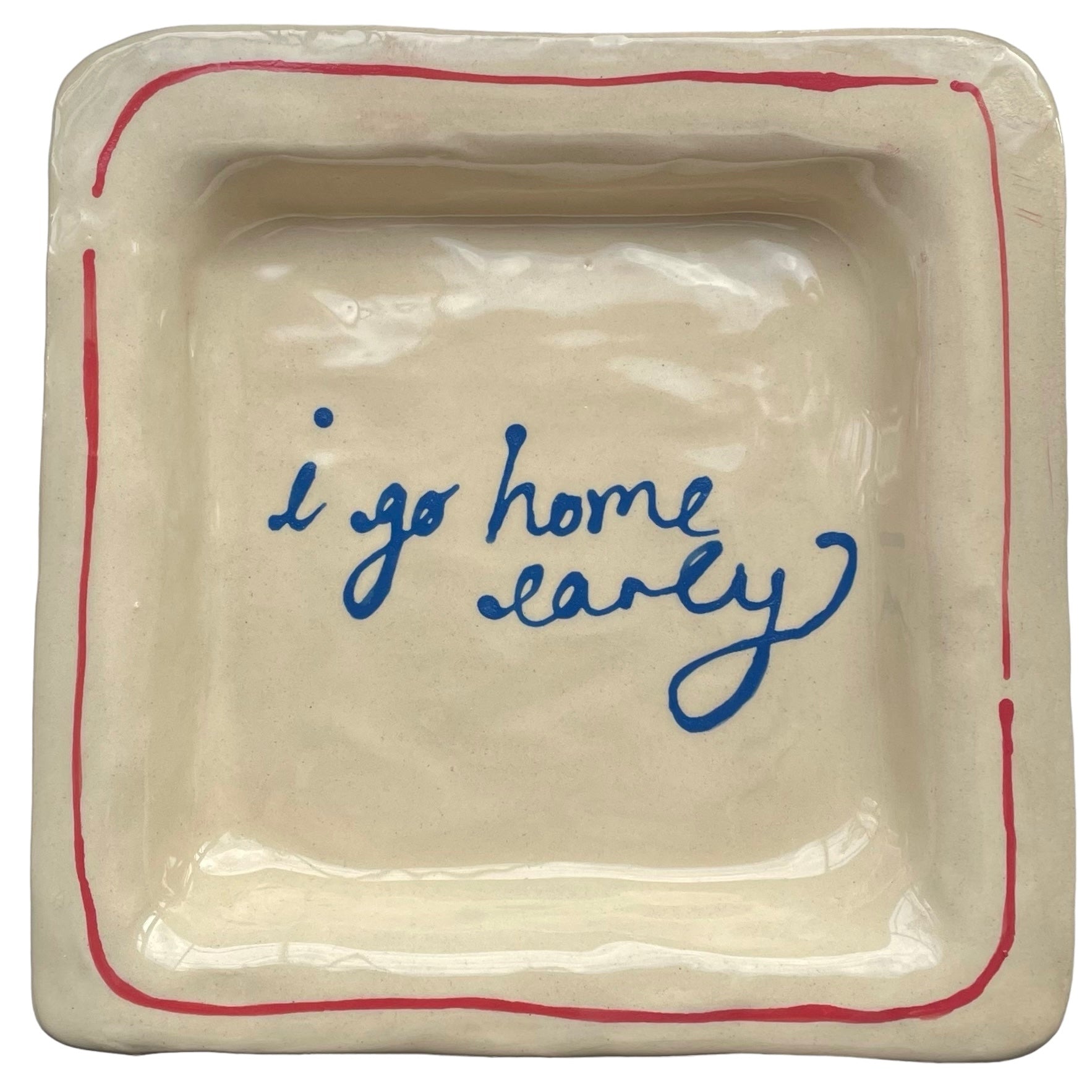 I Go Home Early Trinket Tray Red and Blue – landclayceramics